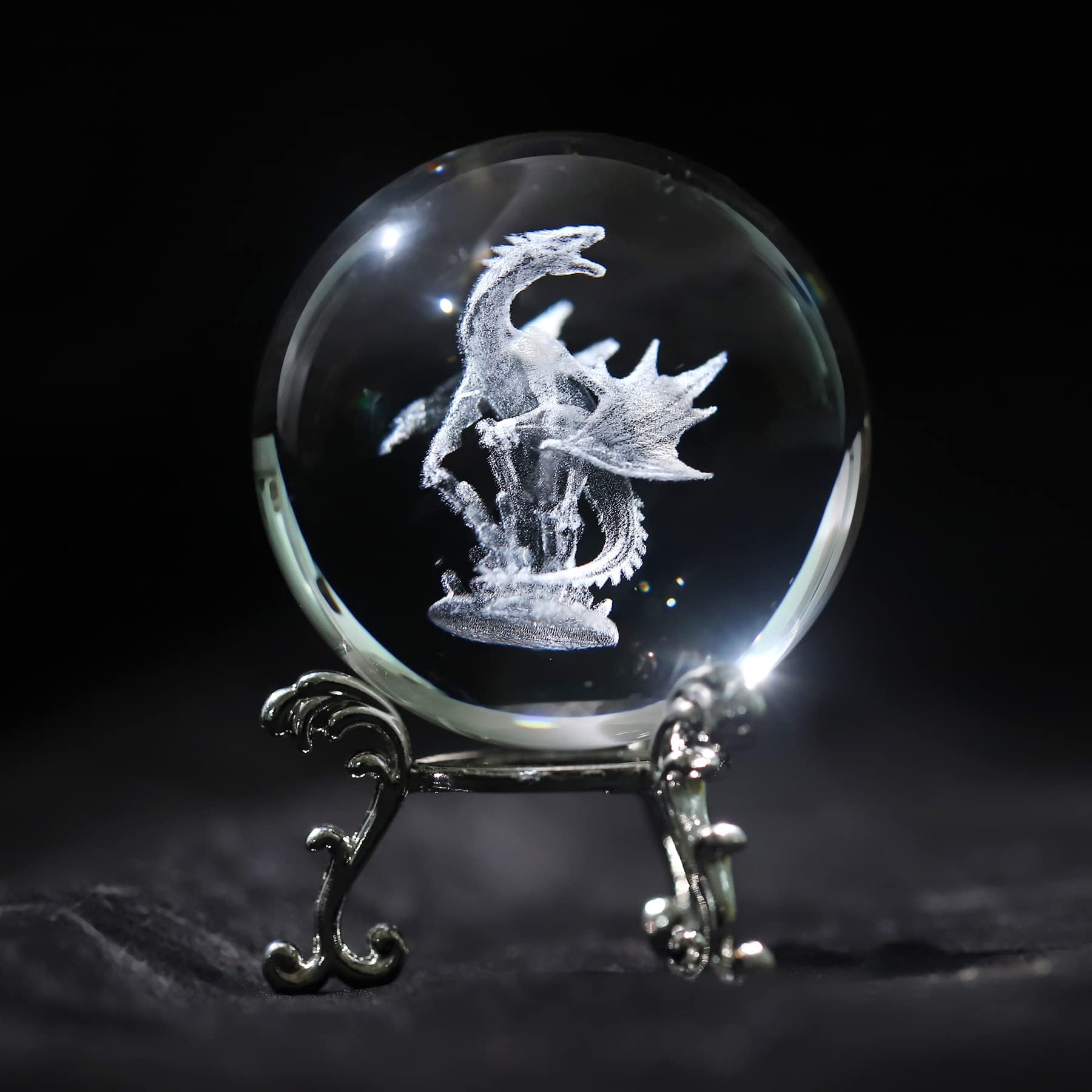 Amazon.com: 3D Crystal Ball Inner Carved Dragon Design Paperweight ...