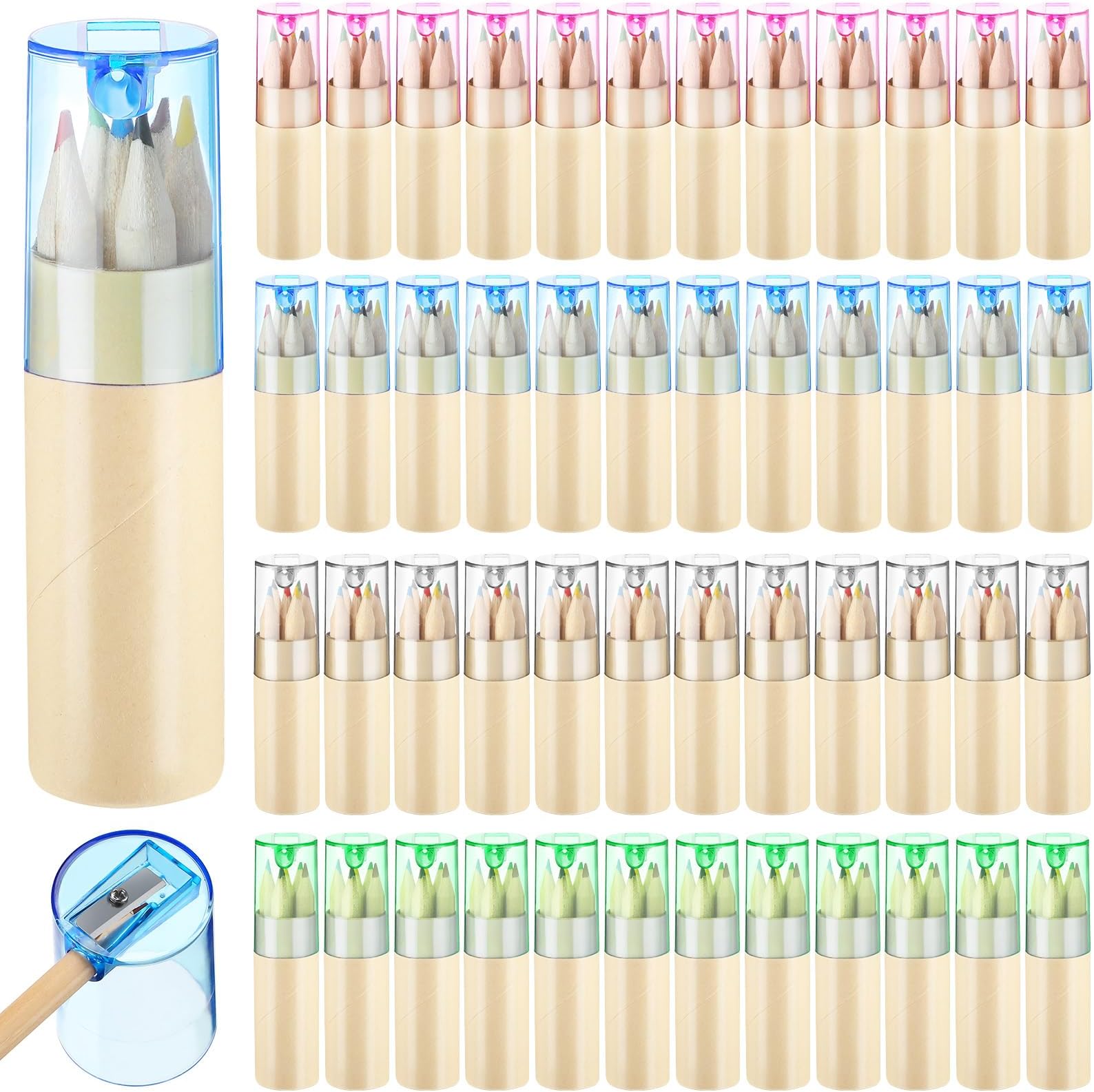 Amazon.com : Kosiz 48 Pack Mini Drawing Colored Pencils for Kids with ...