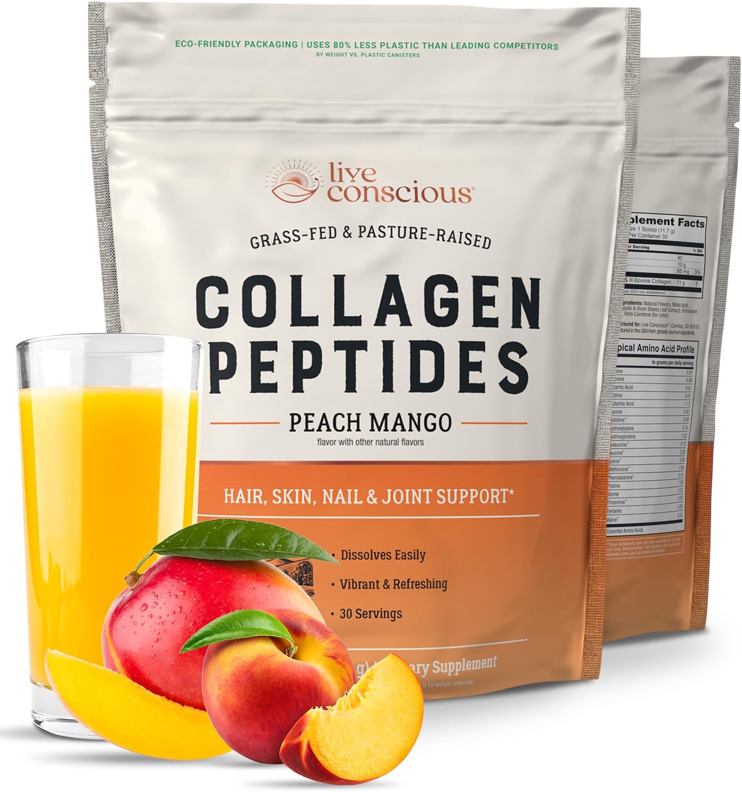 Amazon.com: Live Conscious Collagen Peptides Powder - Peach Mango ...