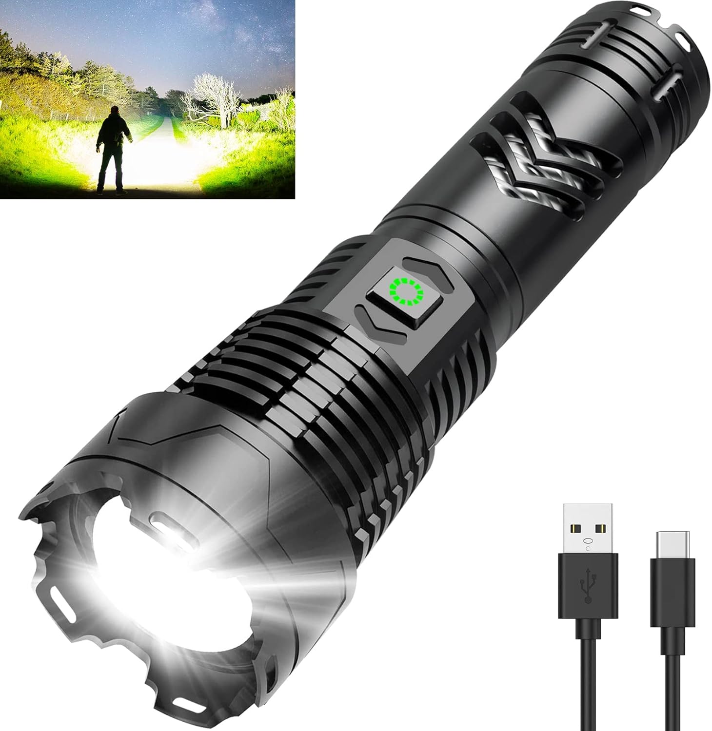 Bud K Rechargeable LED Flashlights High Lumens, 120000 Lumen Super ...