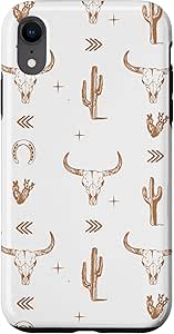 Amazon.com: iPhone XR Western Country Boho Southern Bull Skull Pattern Chic Rustic Case : Cell ...