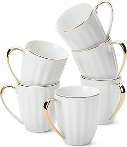 Amazon.com: BTaT- White Coffee Mugs Set of 6 (12 oz), Porcelain White ...