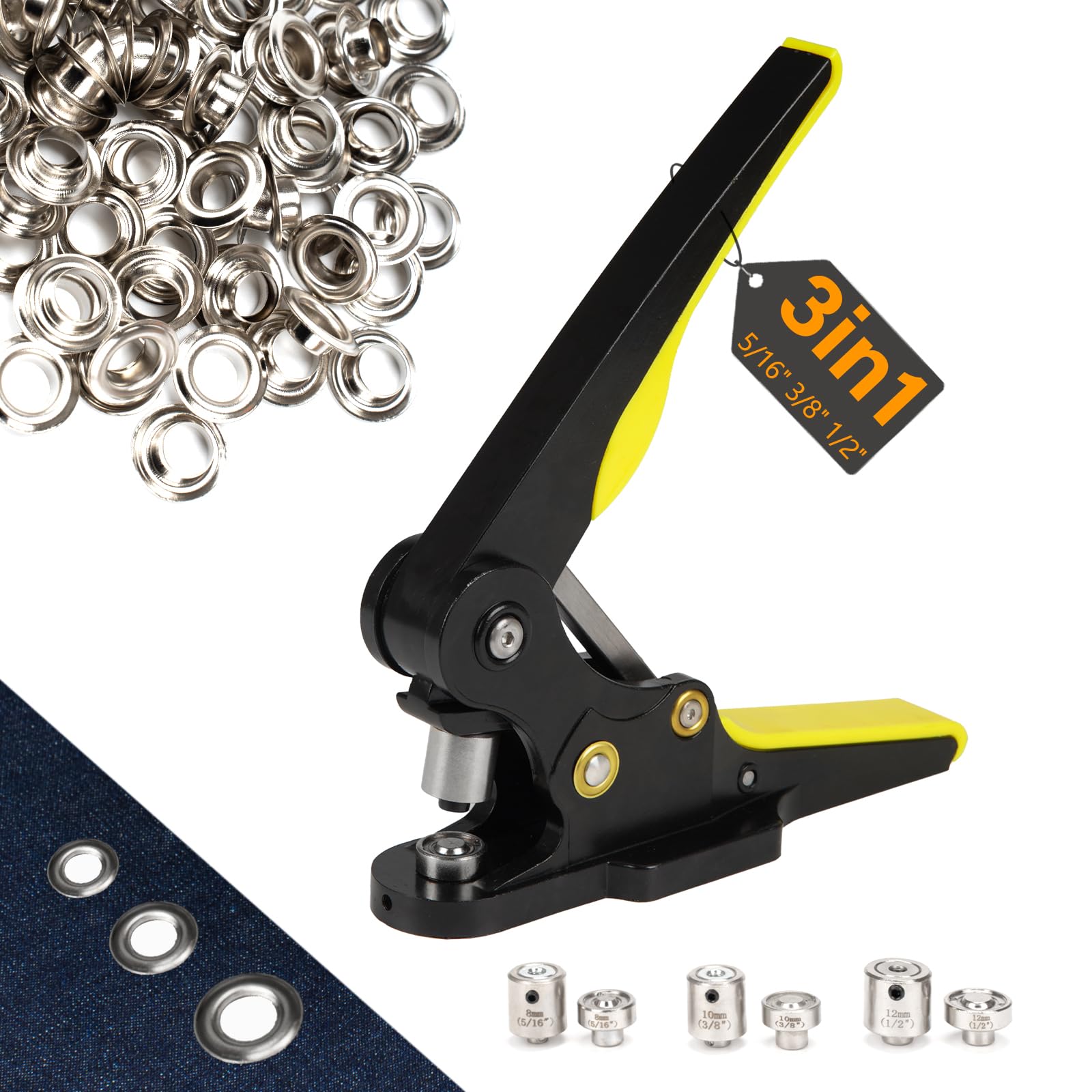 ZONG LAN Hand Press Heavy Duty Grommet Tool Kit Eyelet Machine Punch ...