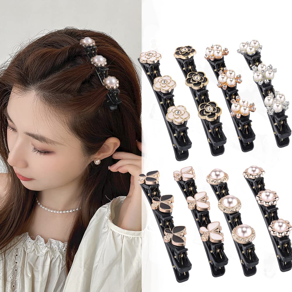 Amazon.com : 8PCS Braided Hair Clips for Women, Sparkling Crystal Stone ...