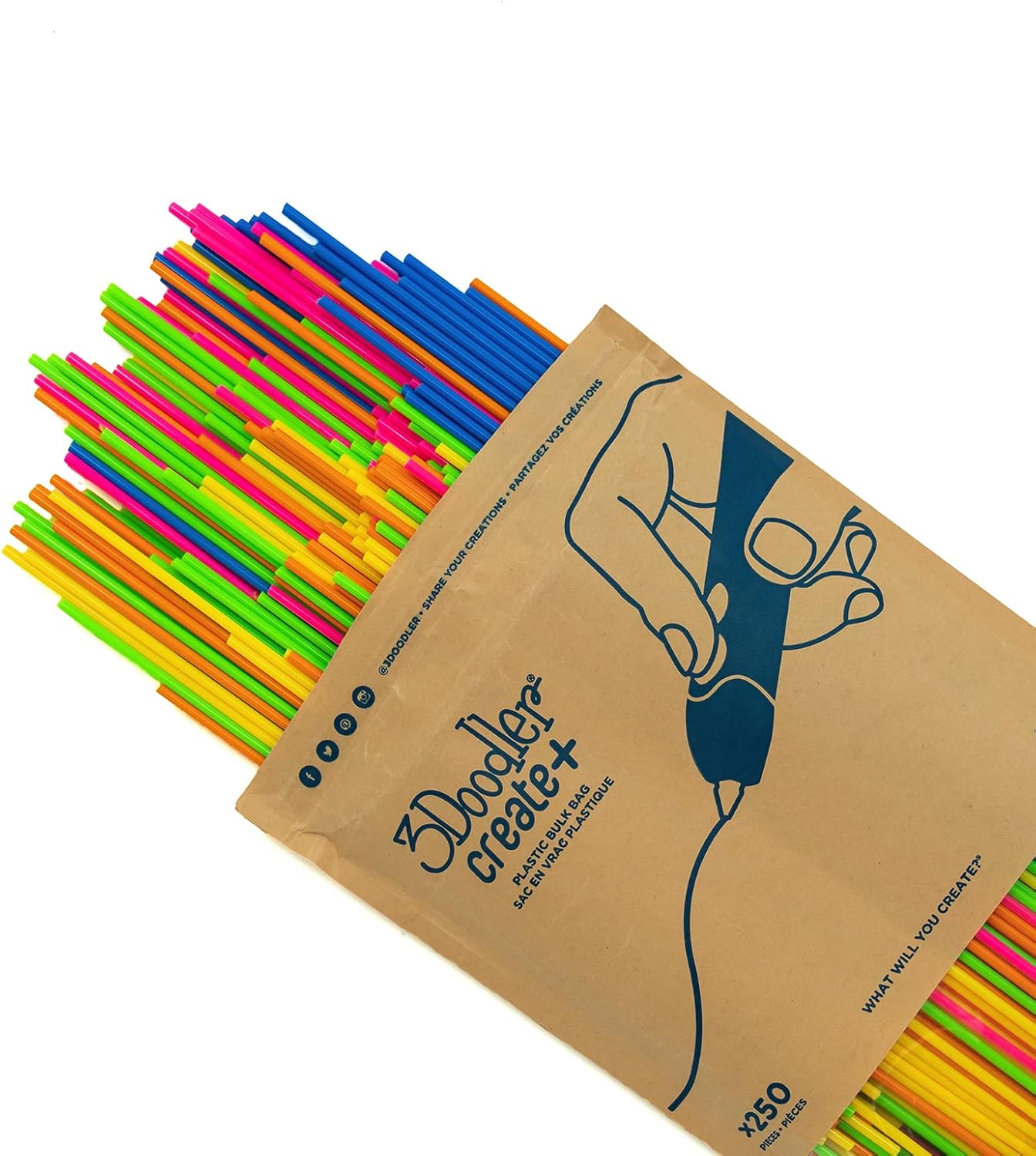 3Doodler Create Pla 3D Printing Filament Refill Bag (X250 Strands, Over ...