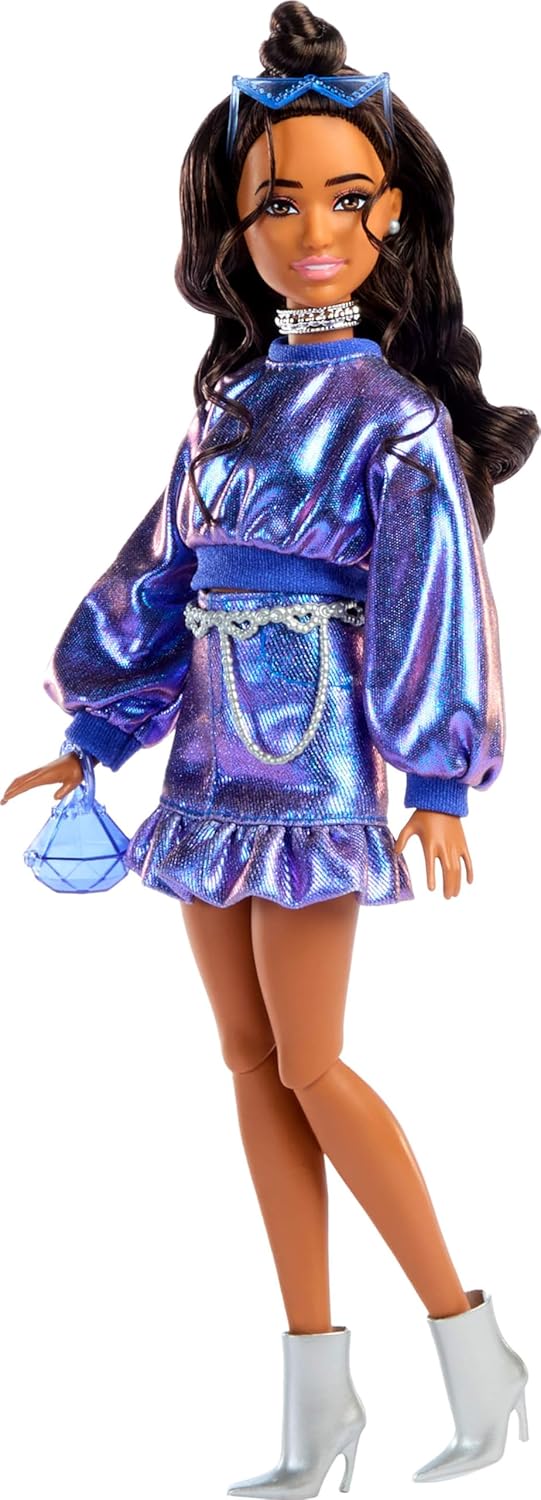 Amazon.com: Barbie Deluxe Style Doll #7 in Metallic Blue Top and Skirt ...