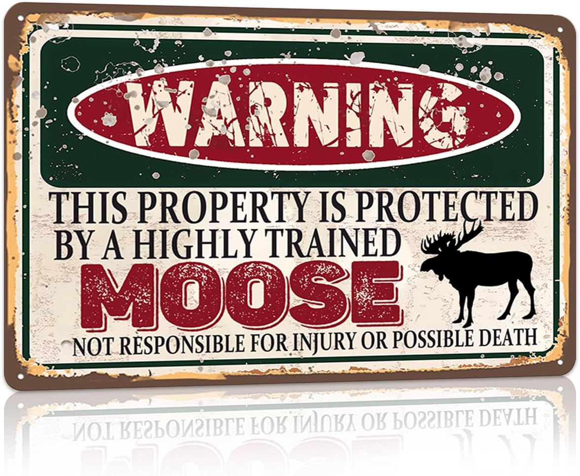 Amazon.com: Moose Knowledge Metal Tin Sign,Wall Panel Retro Art Decor ...