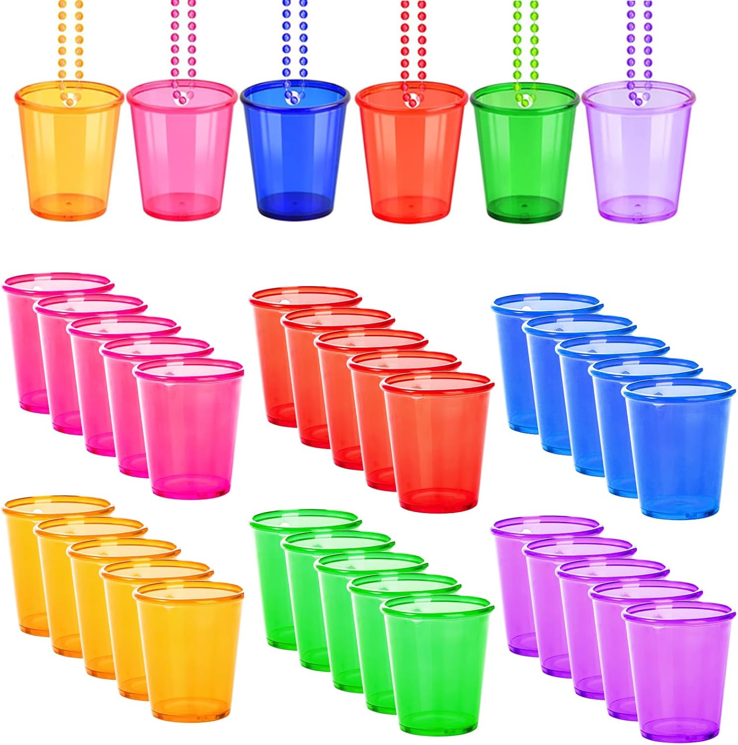 Amazon.com | SHANDERBAR 36 Pack Shot Glass Necklaces, Plastic Shot ...