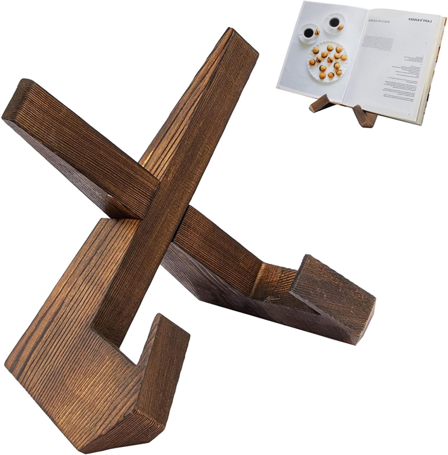 Amazon.com: YUNKWONG Cross Design Cookbook Stand - Beautiful Wood ...