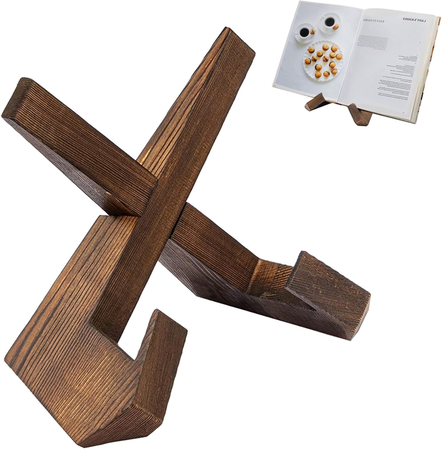 Amazon.com: YUNKWONG Cross Design Cookbook Stand - Beautiful Wood ...