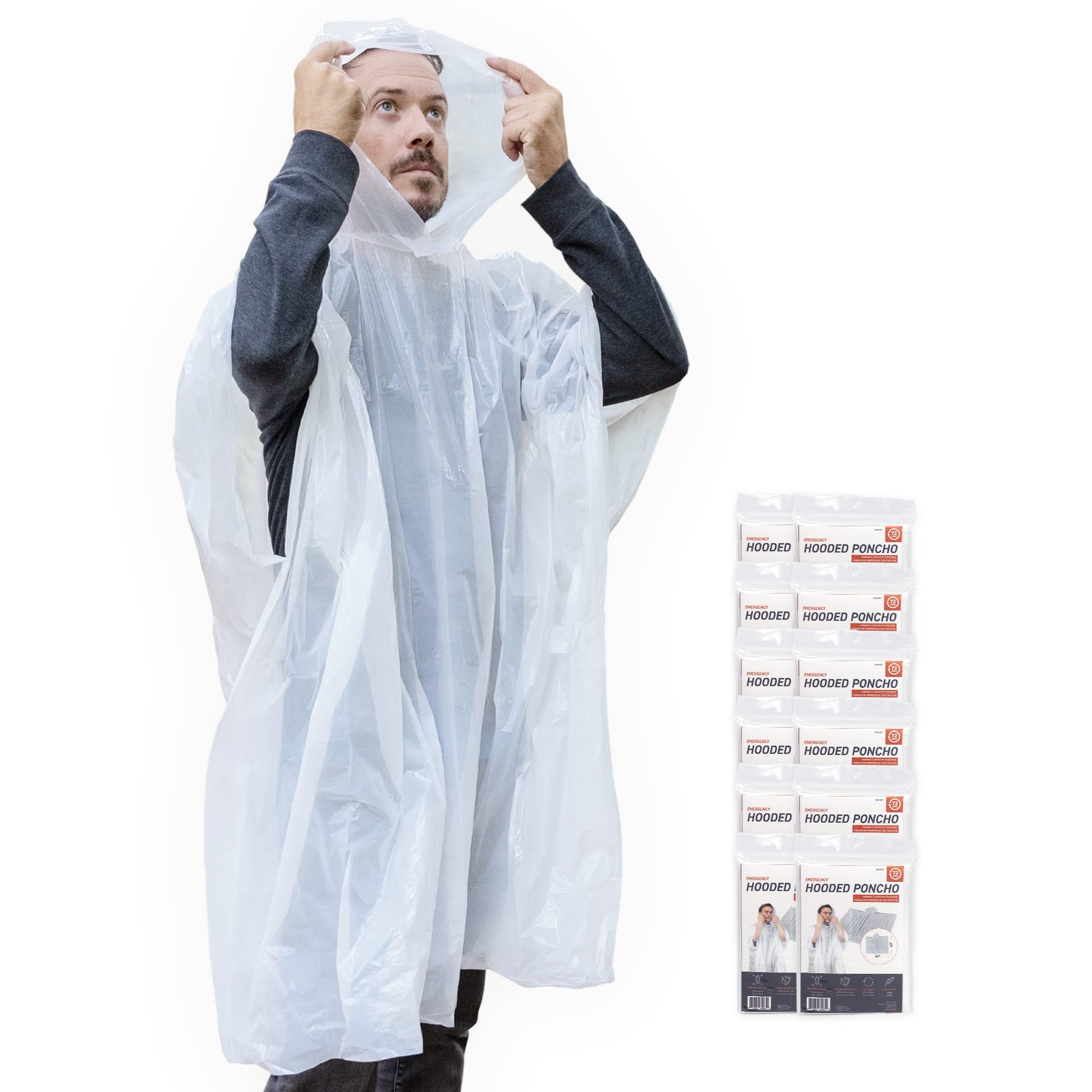 Snapklik.com : 72 HRS Disposable Hooded Rain Poncho - Disposable Rain ...