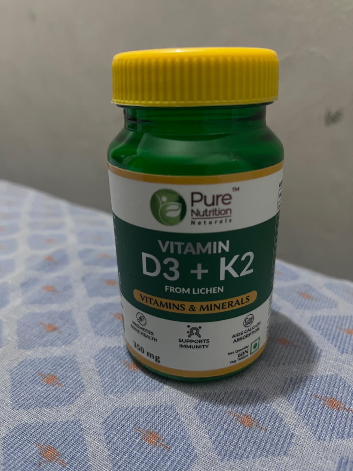 Pure Nutrition Vitamin D3 (Lichen Source) + Vitamin K2 (Mk-7 55Mcg) 600 ...