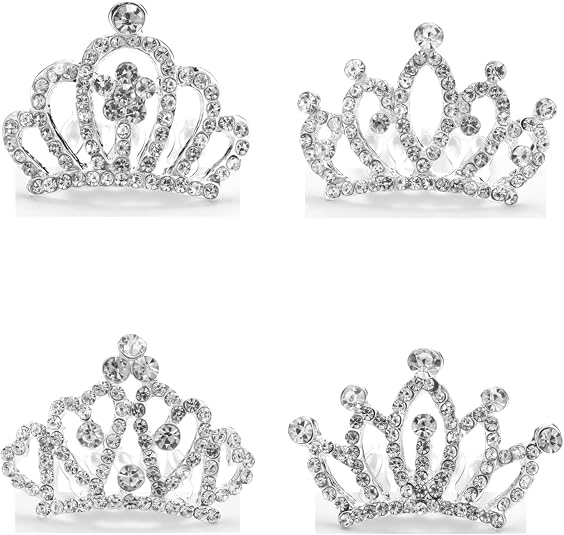 Amazon.com: JINYEAH 4PCS Small Tiara Princess Hair Accessories Mini ...