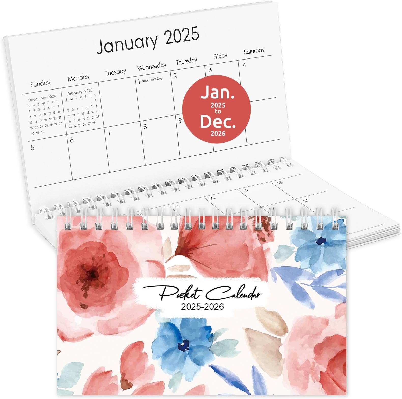 Amazon.com : KONVINIT Pocket Calendar 2025-2026, Small Pocket Calendar ...