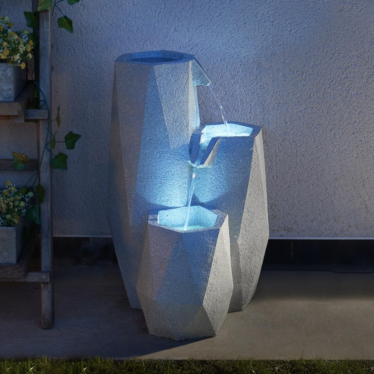 Festive Lights Solar Powered Serenity Cascading Stone Effect Water ...