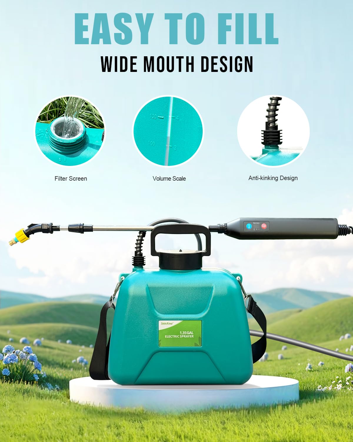 Snapklik.com : Battery Powered Sprayer 1.3 Gallon, Lightweight Electric ...