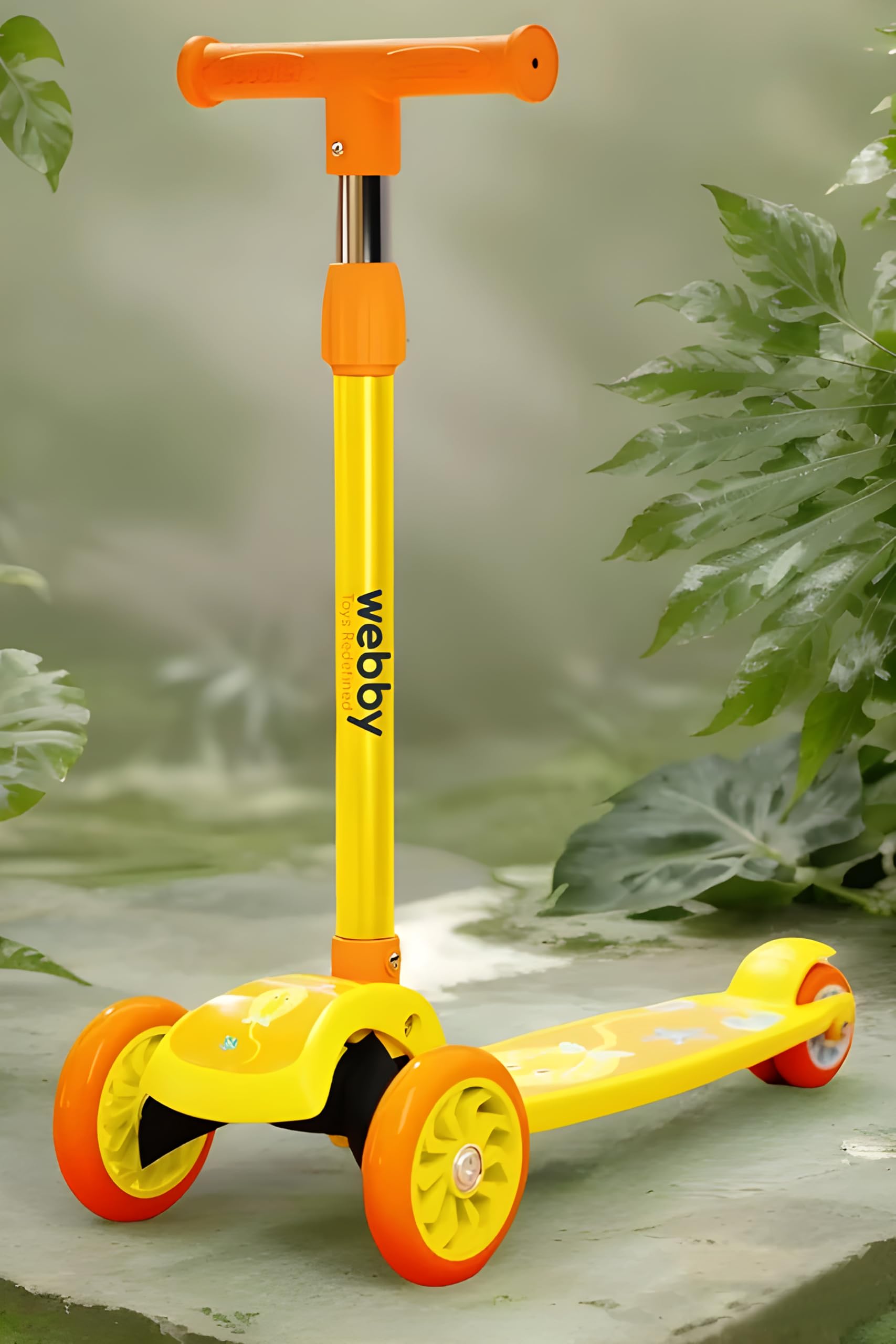 Webby Kick Scooter with Adjustable Height Handle and Steel Frame Body ...