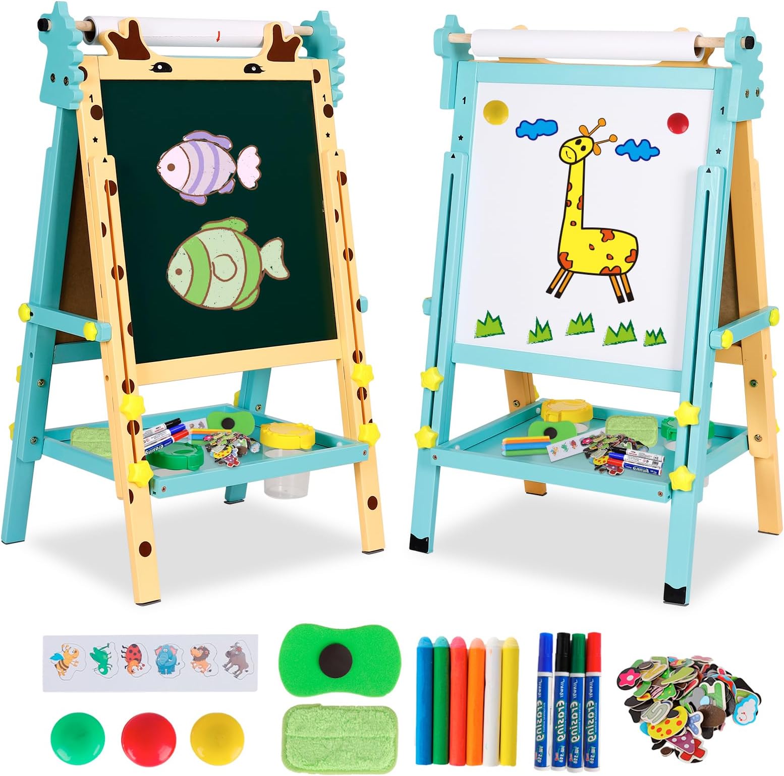 Children's Wooden Play Board, Children's Chalkboard, Double-Sided ...