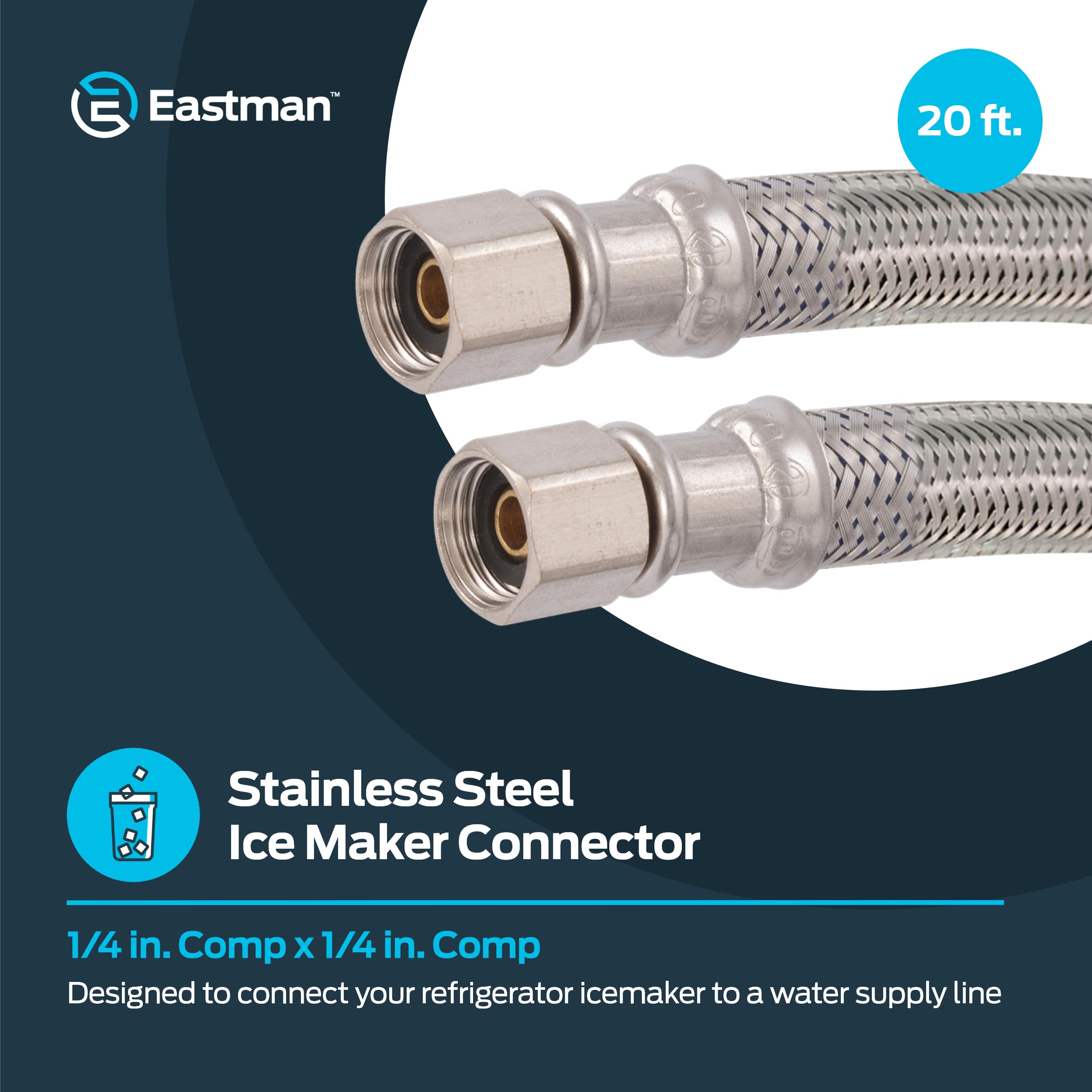 Snapklik.com : Eastman 20 Feet Flexible Ice Maker Connector, 1/4 Inch X ...