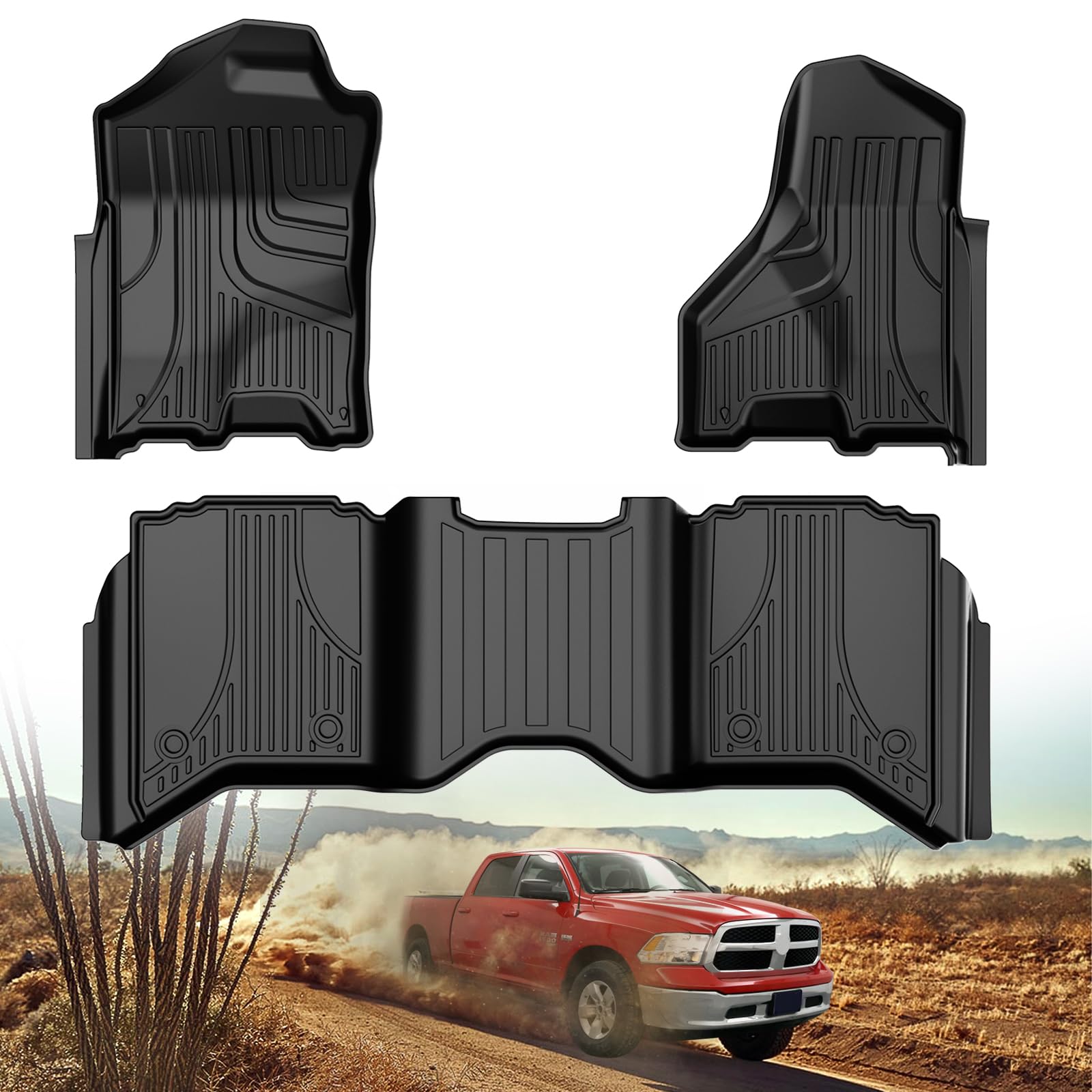 Amazon.com: Floor Mats for 2013-2018 Dodge Ram 1500/2500/3500 Crew Cab ...