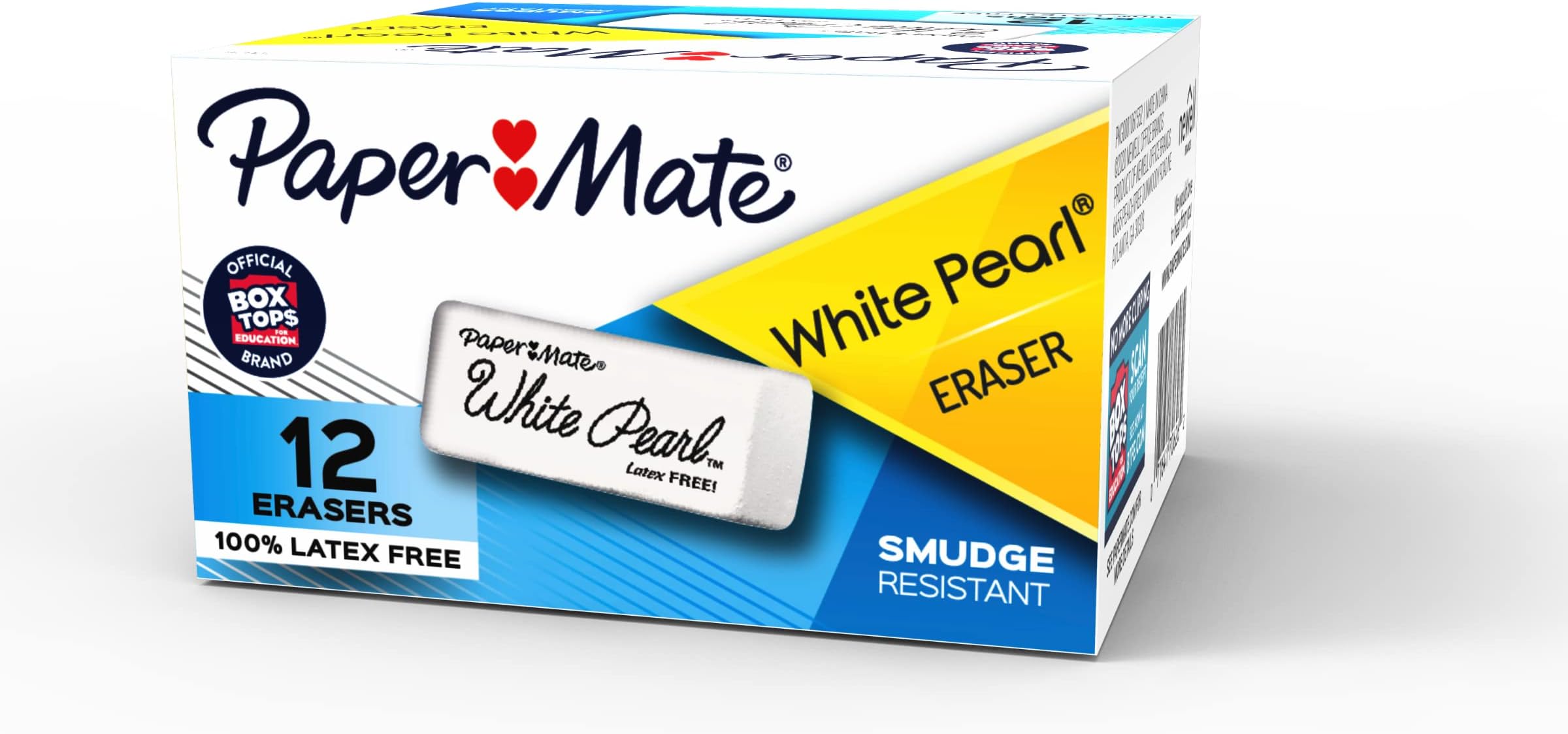 Paper Mate White Pearl Latex-Free Erasers, Large, Box of 12 (70626 ...