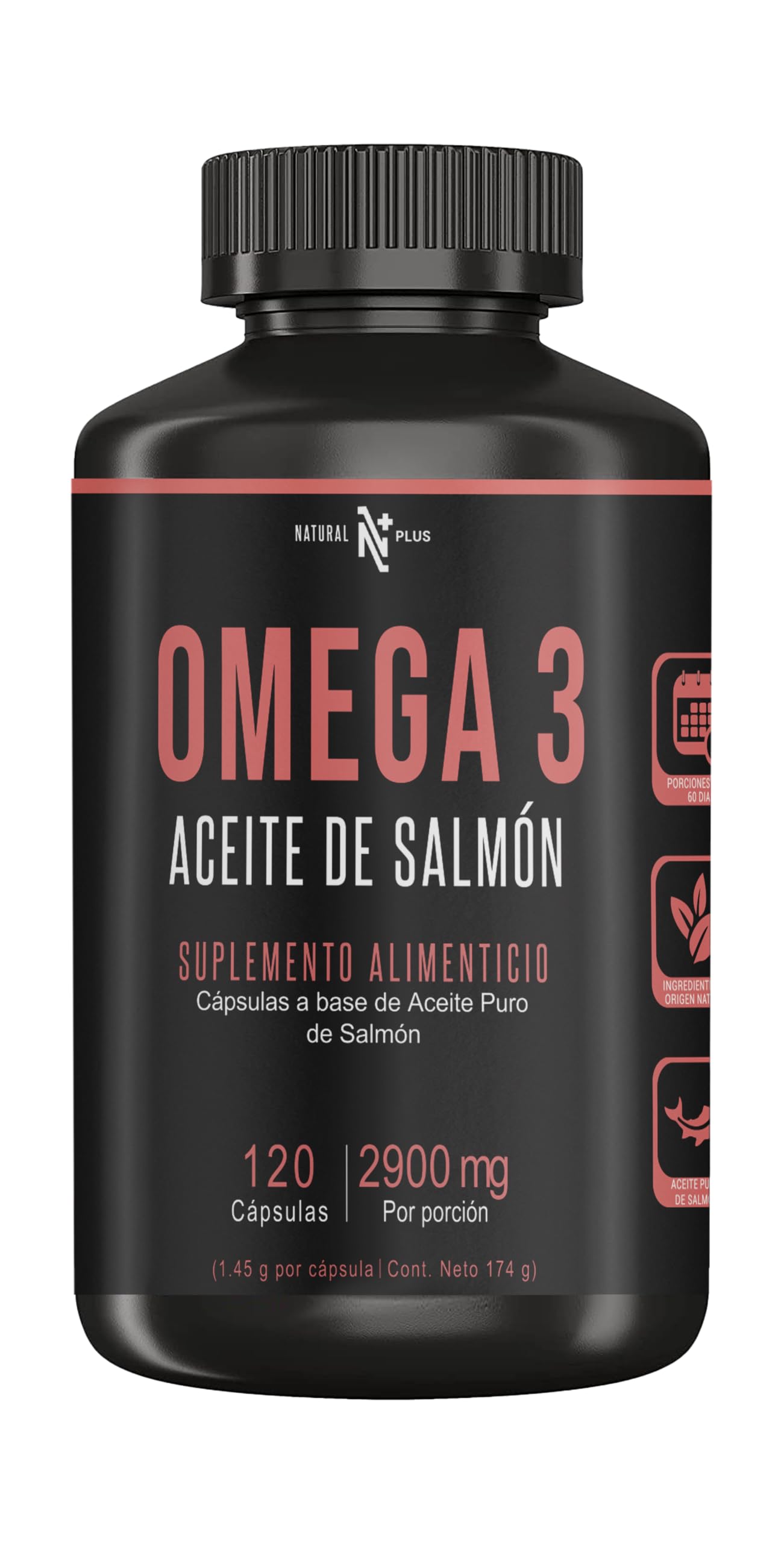 Omega 3 Aceite Puro de Salmón 120 Cápsulas de 2,900 mg por Porción ...