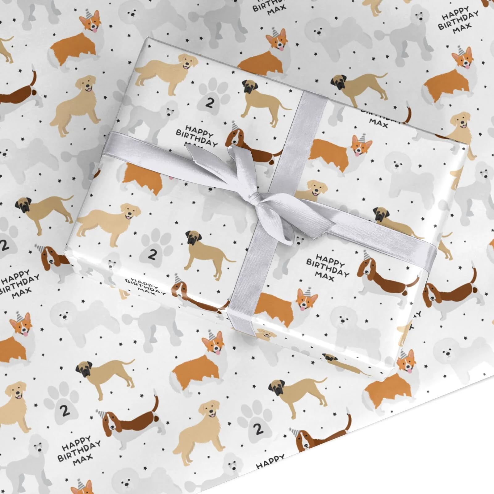 Happy Birthday Personalised Dogs Wrapping Paper Gift Wrap 1 Sheet (50cm ...