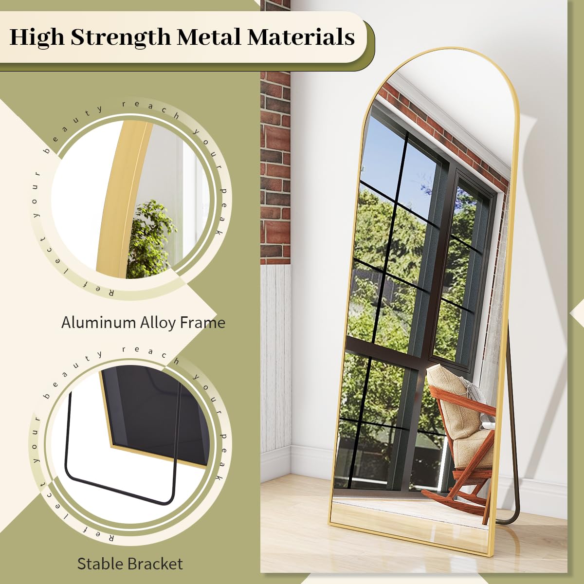 Snapklik.com : BEAUTYPEAK 58x18 Full Length Mirror Arch Floor Mirror ...