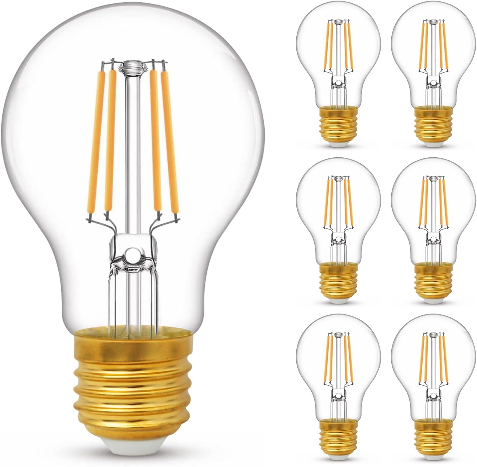 YOUDIAN LED E27 Edison Screw Bulb,Warm White 2700K,60 Watts Equivalent ...