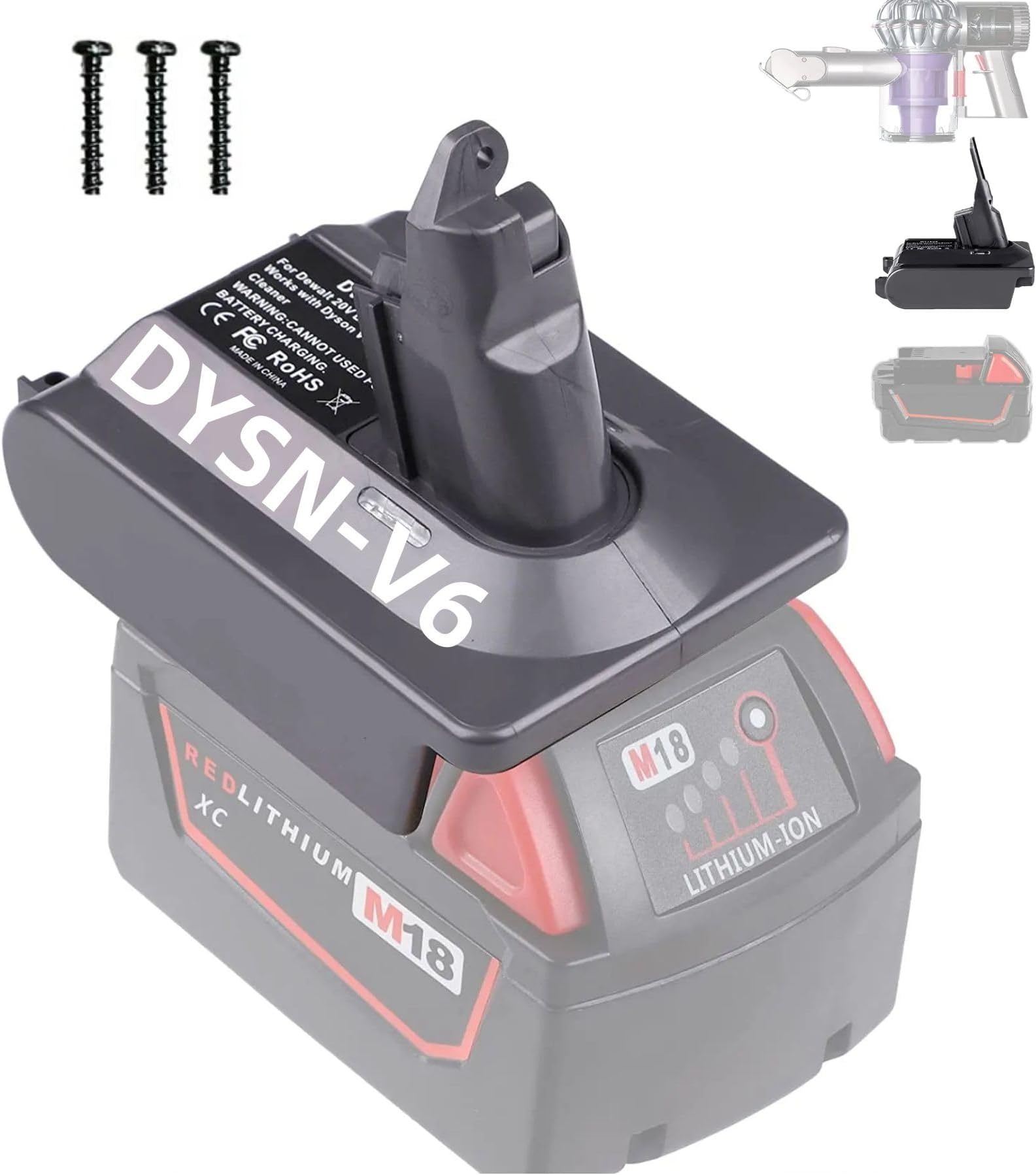 for Dyson V6 for Milwaukee Battery Adapter to for Dyson Animal Series ...