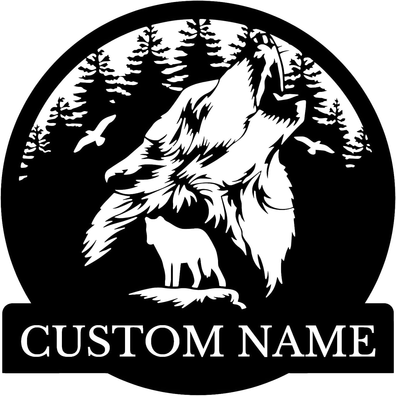 Amazon.com: Custom Wolf Wall Decor - Wolf Silhouette Metal Wall Art ...