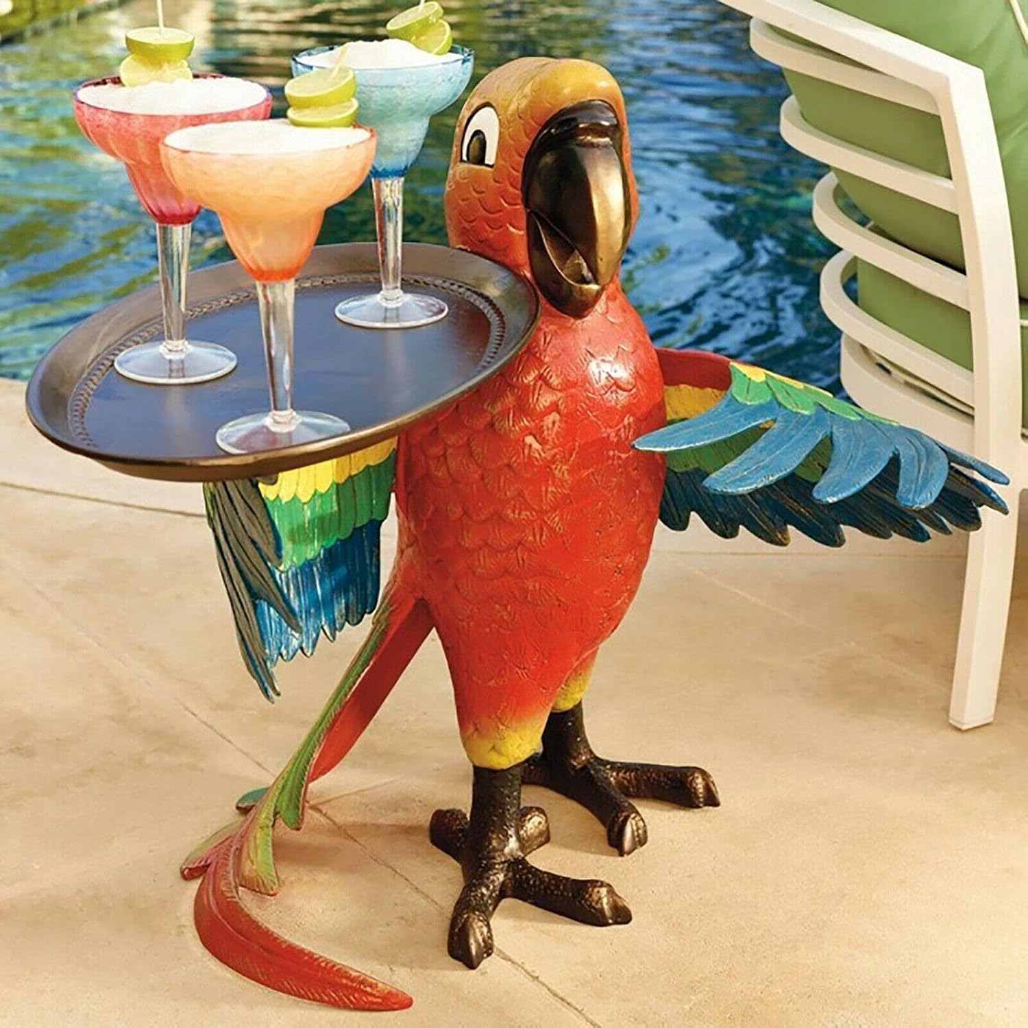 Amazon.com: Drink Serving Parrot Butler Parrot Statue Tray with Storage ...