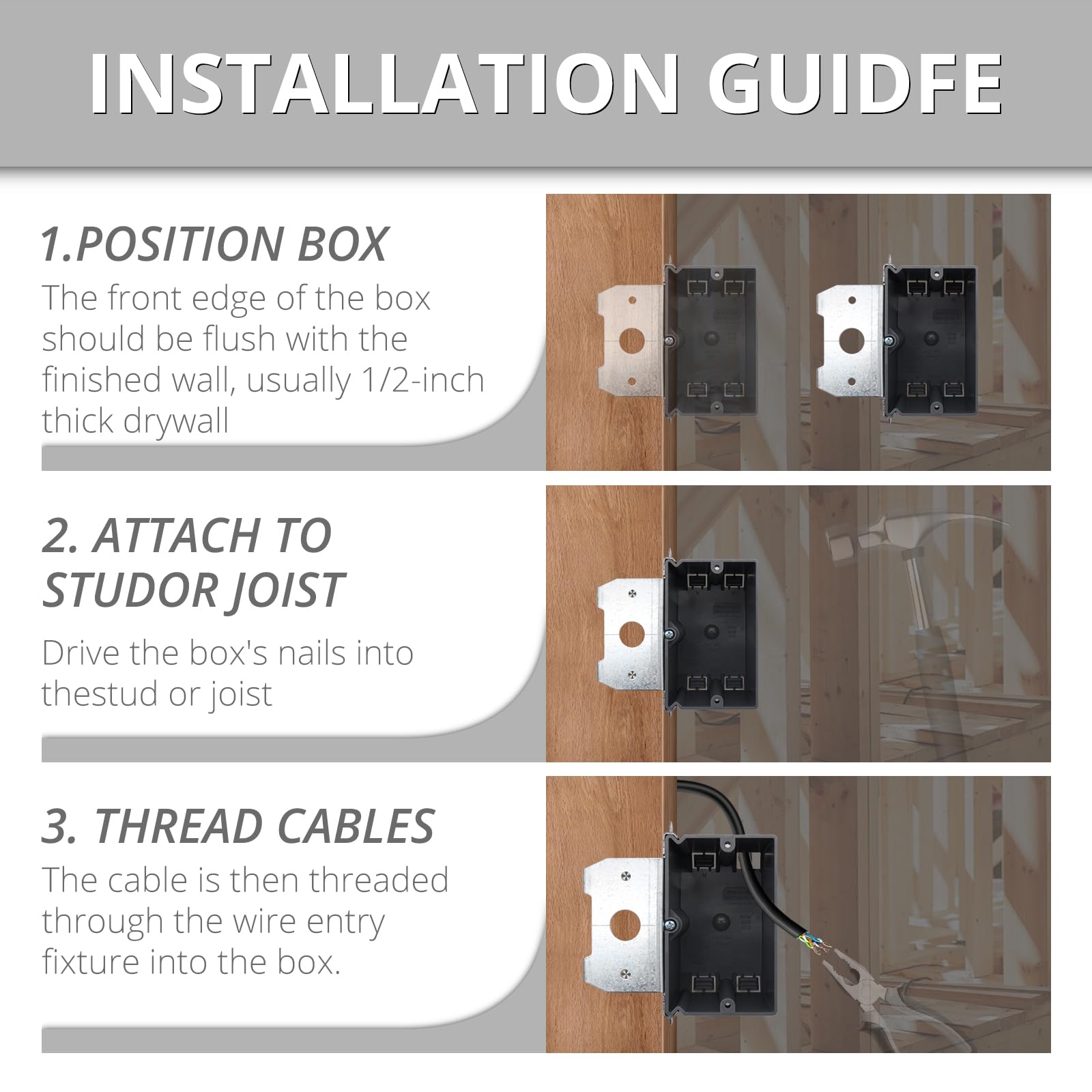 Snapklik.com : AIRTAK Single Gang Adjustable Electrical Outlet Box,Grey ...