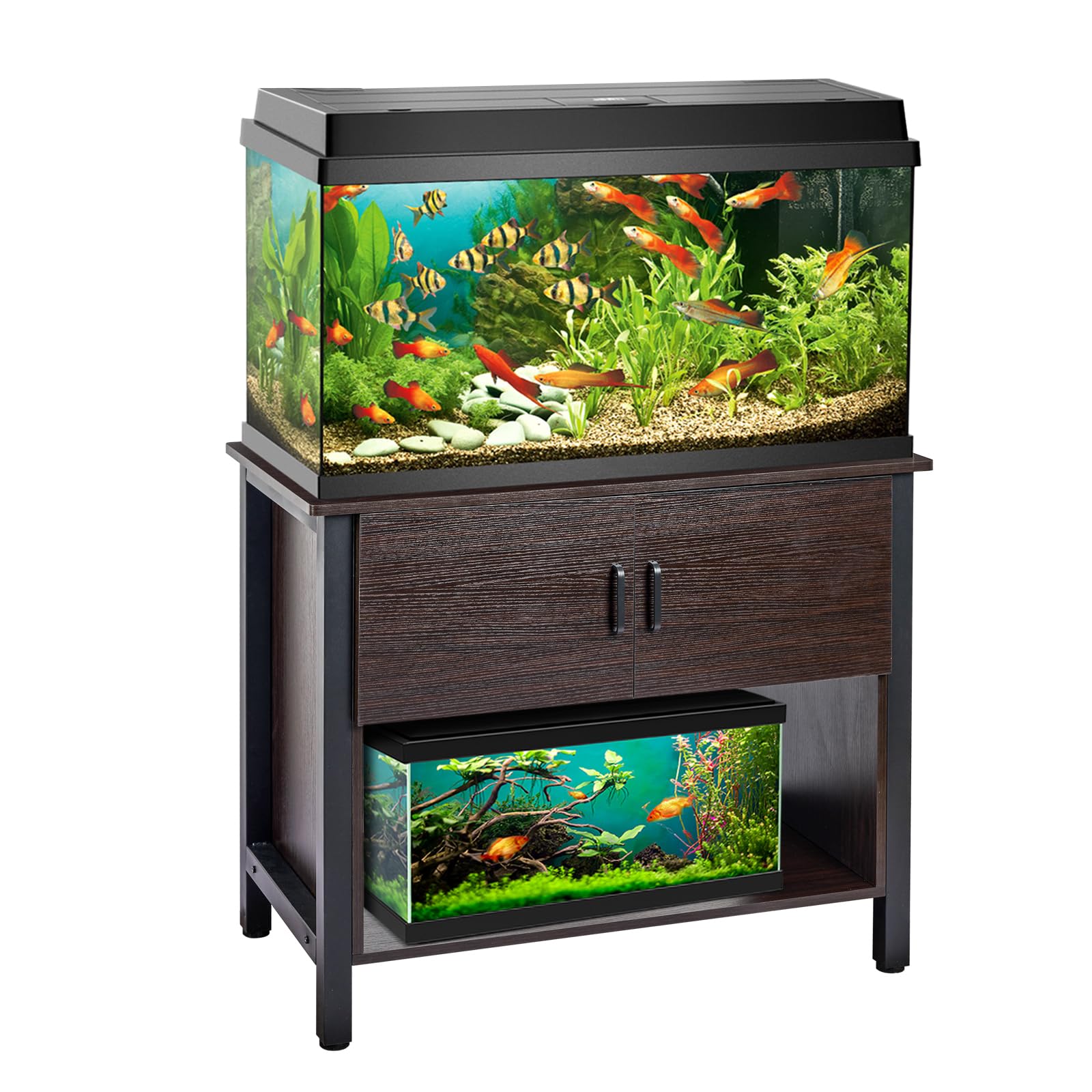 Fish Tank Stand Metal Aquarium Stand with Cabinet Aquarium Turtle Tank ...