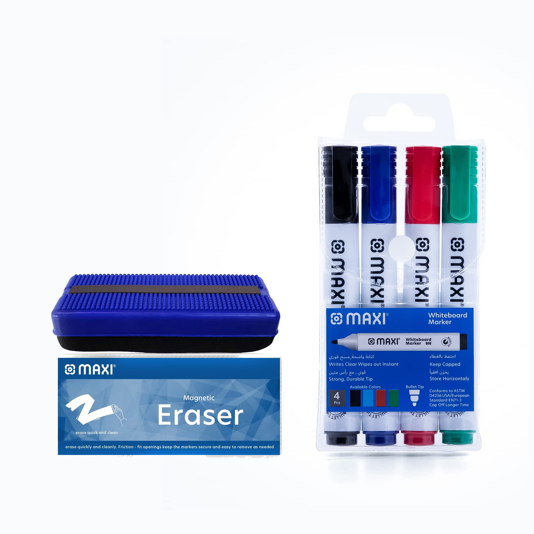 Maxi Magnetic Duster for Quick and clean + Whiteboard Marker 4pcs ...