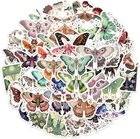 Amazon.com: Moth Stickers for Scrapbook, Animal Aesthetic Stickers ...
