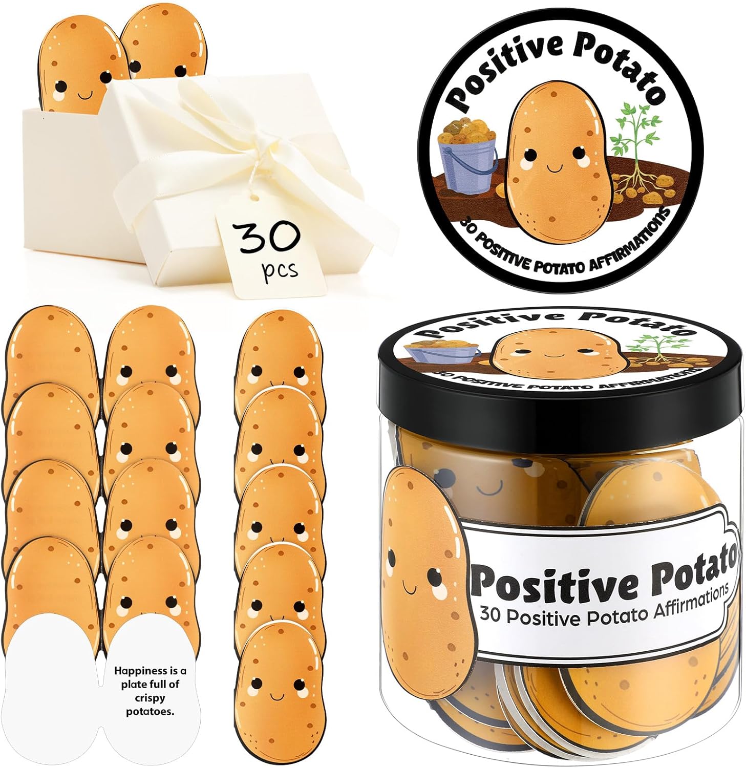 Amazon.com : 30 Pcs Positive Potato Card Gift Set Positive Affirmation ...