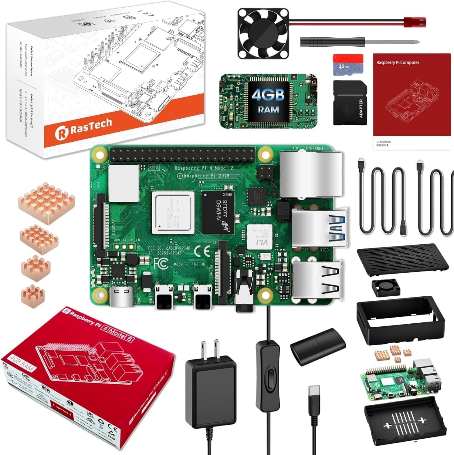 Amazon.com: RasTech Raspberry Pi 5 8GB Kit 64GB Edition with Active ...