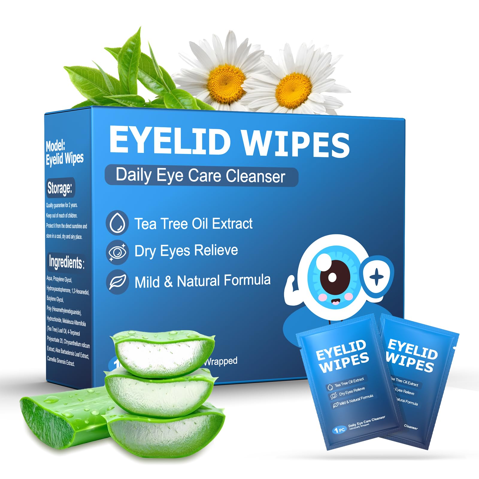 Amazon.com: 14PCS Tea Tree Oil Eyelid Wipes for Itchy & Dry Eyes, Pre ...