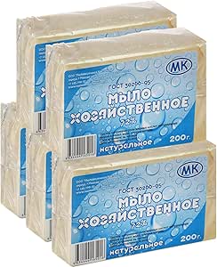Amazon.com: 72% Russian Natural Laundry Soap 5 Bars 200-Gram Packages ...