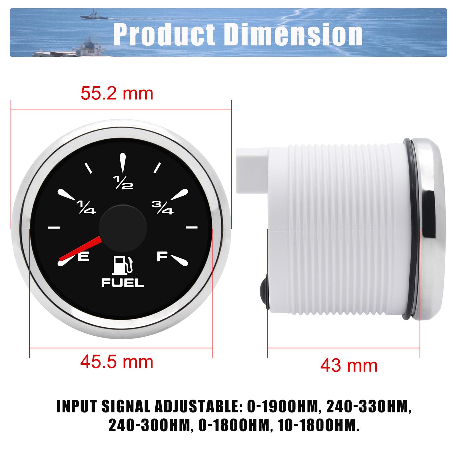 Snapklik.com : Geloo Marine Fuel Gauge 52mm Digital Boat Gauge ...