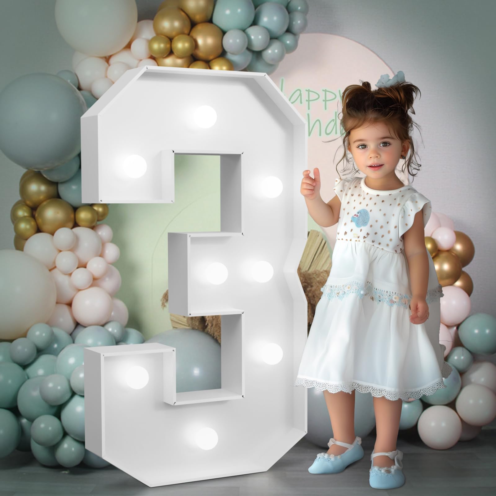 Snapklik.com : Imprsv Light-up Numbers 3rd Birthday Decorations: Large ...