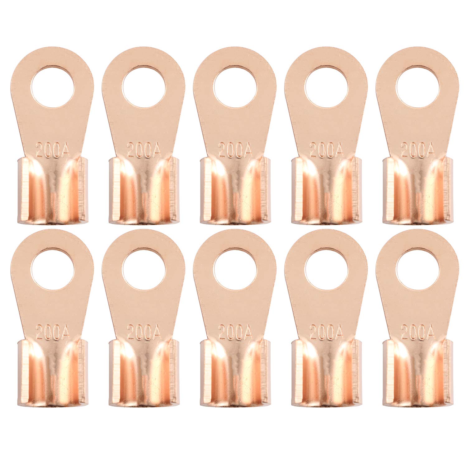 RuiLing 10-Pack Copper OT 200A Battery Open Lugs Terminals Circular ...