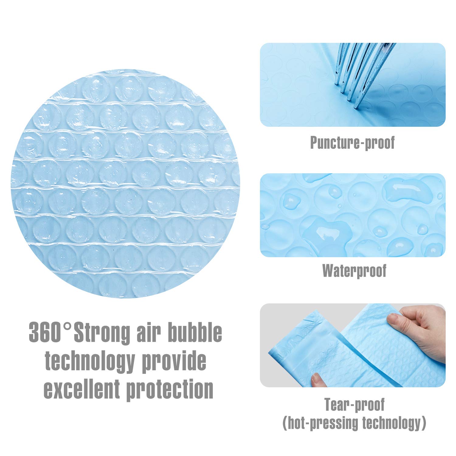 Snapklik.com : Bubble Mailers, 4x8 Inch 50 Pack Light Blue Bubble ...