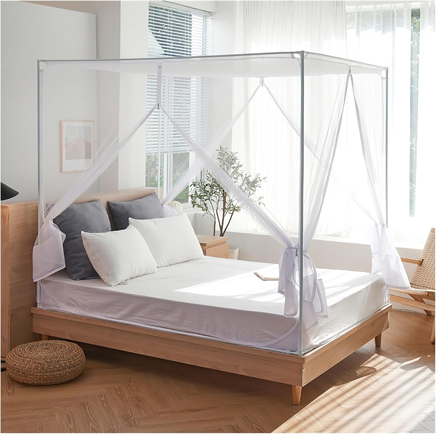 Amazon.com: LONONE 4 Corners Post Bed Netting Canopy Mosquito Net Bed ...