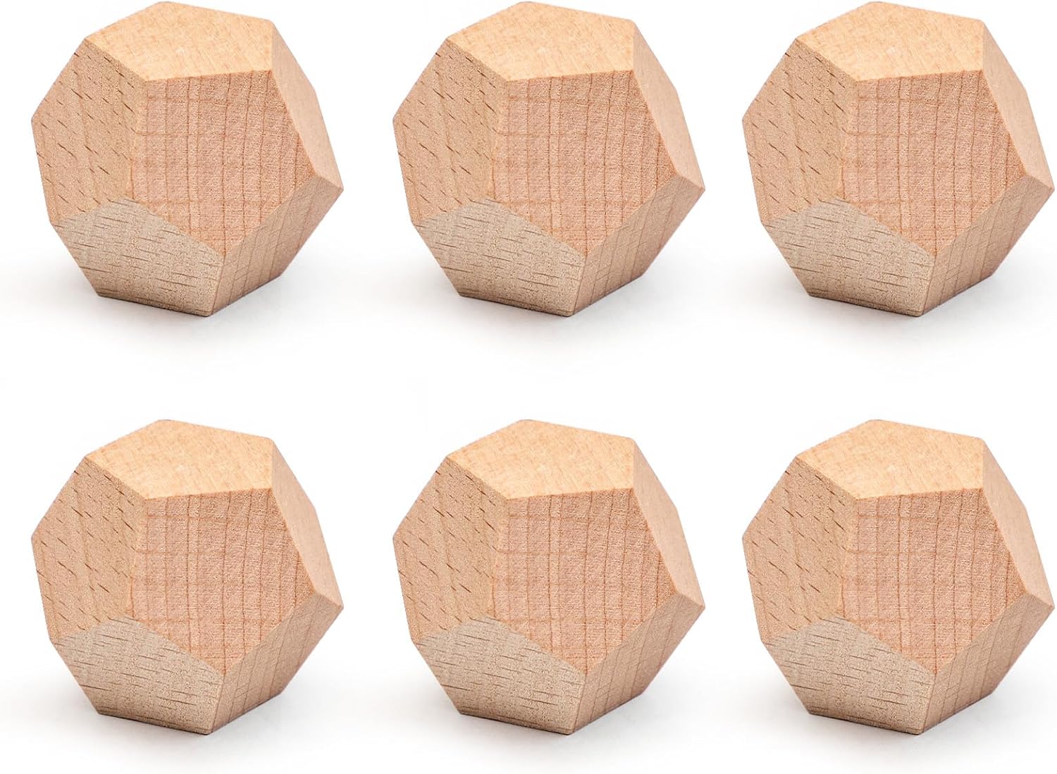 Amazon.com: MineIdea Unfinished Wood Crafts Dice, 6 Pack DIY Wooden Dices 12 Sided Blank Wood ...