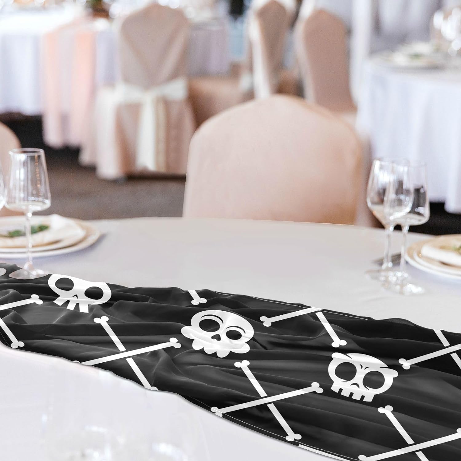 Cute Skulls Bones Table Runner Autumn Table Runner for Kitchen ...