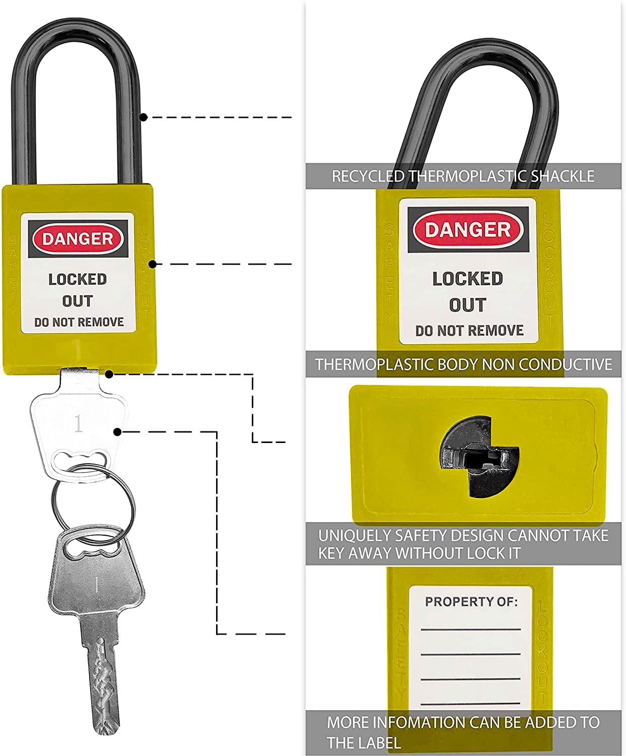 Snapklik.com : SAFBY Lockout Tagout Locks Loto Safety Padlock, Keyed ...