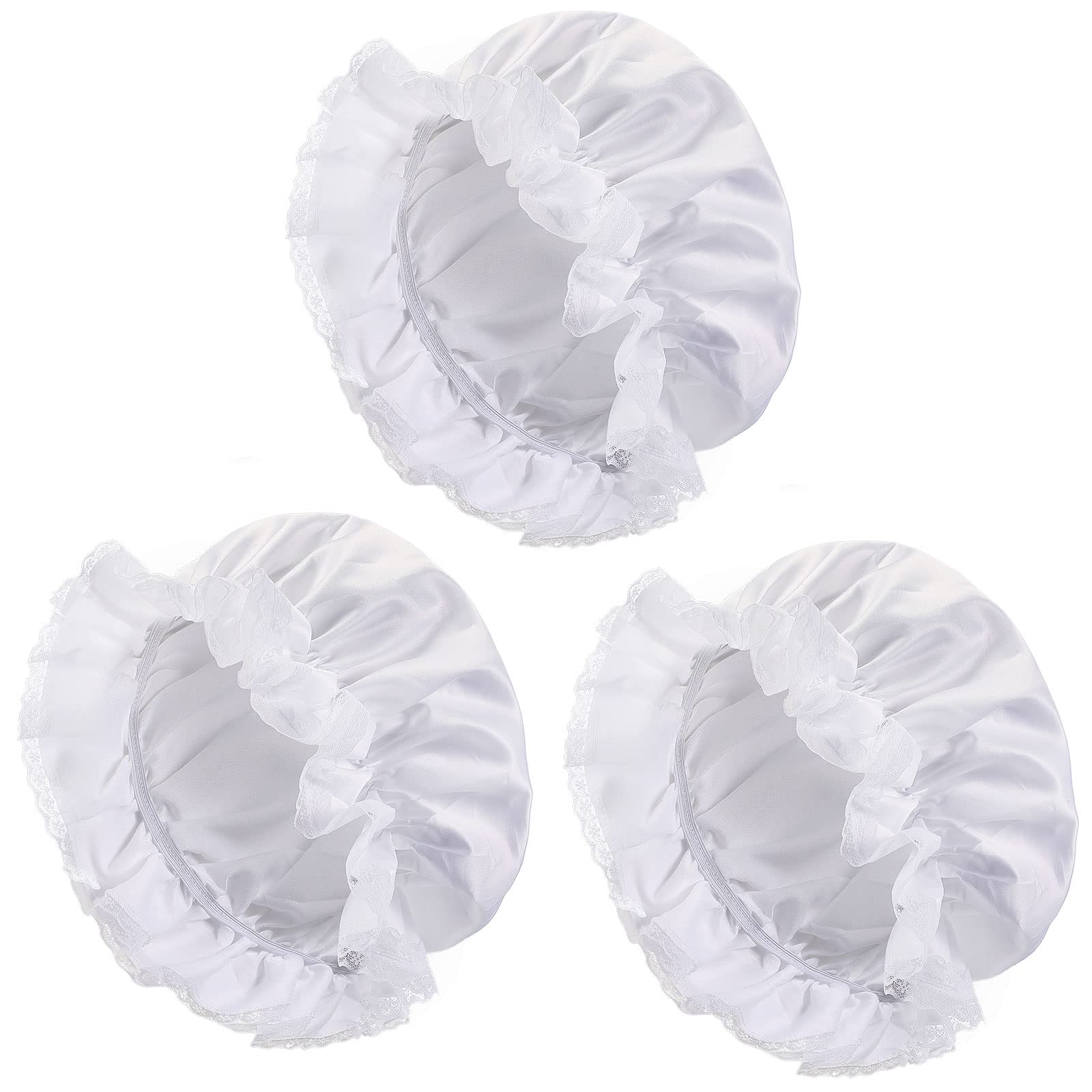 Amazon.com: Hanaive 3 Pieces White Mob Cap Sleep Bonnet Night Hat ...