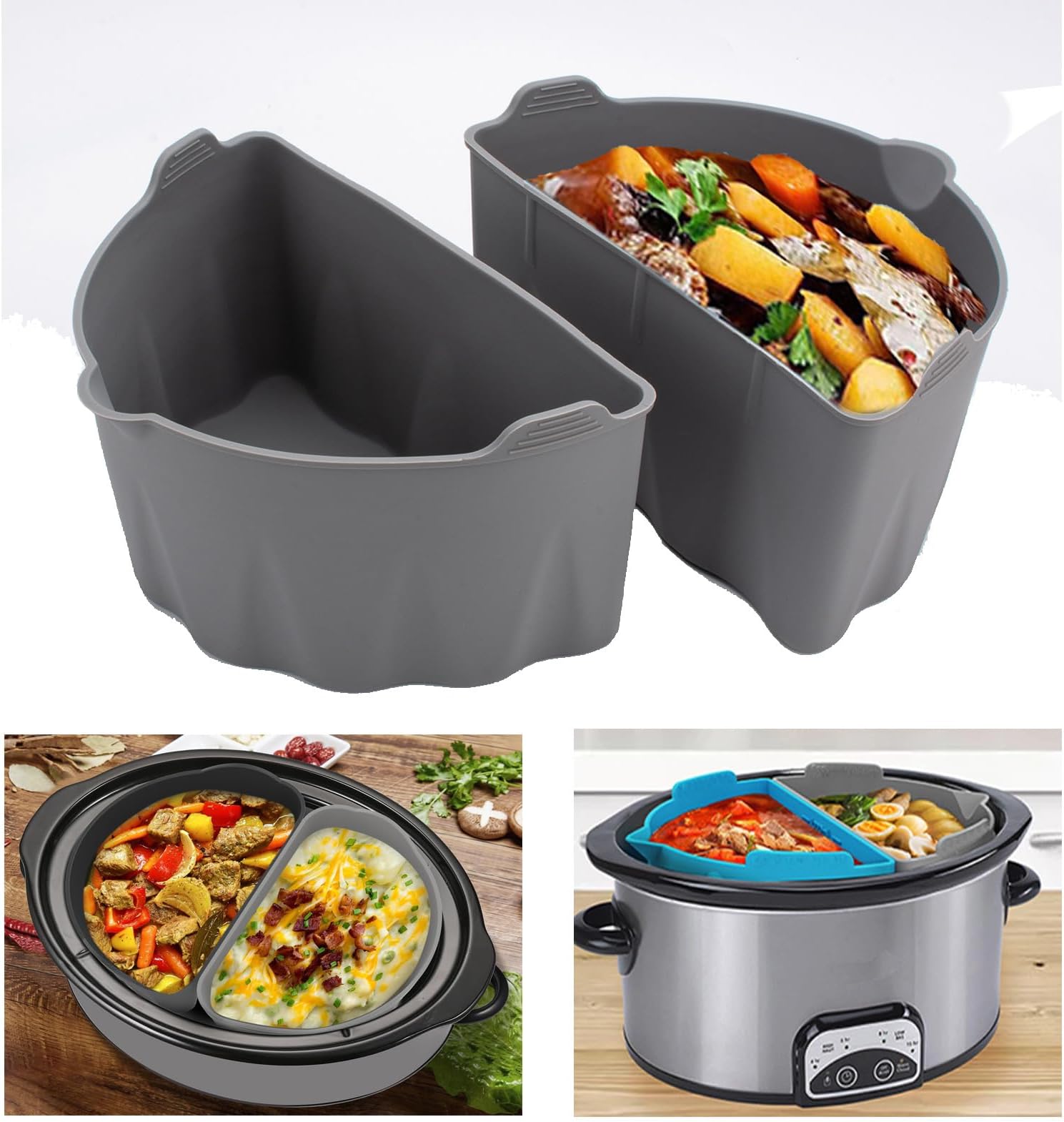 Amazon.com: Slow Cooker Divider Insert - 3pcs Silicone Dividers ...